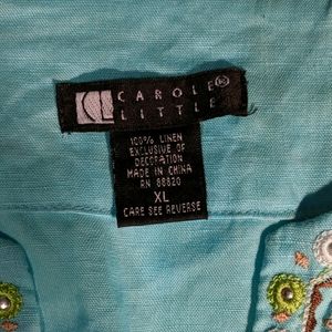 Carole Little | Tops | Carol Little Beaded Linen Tunic Top Size Xl ...